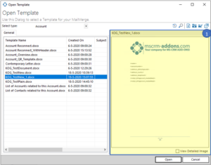 Template Preview (Dynamics 365)