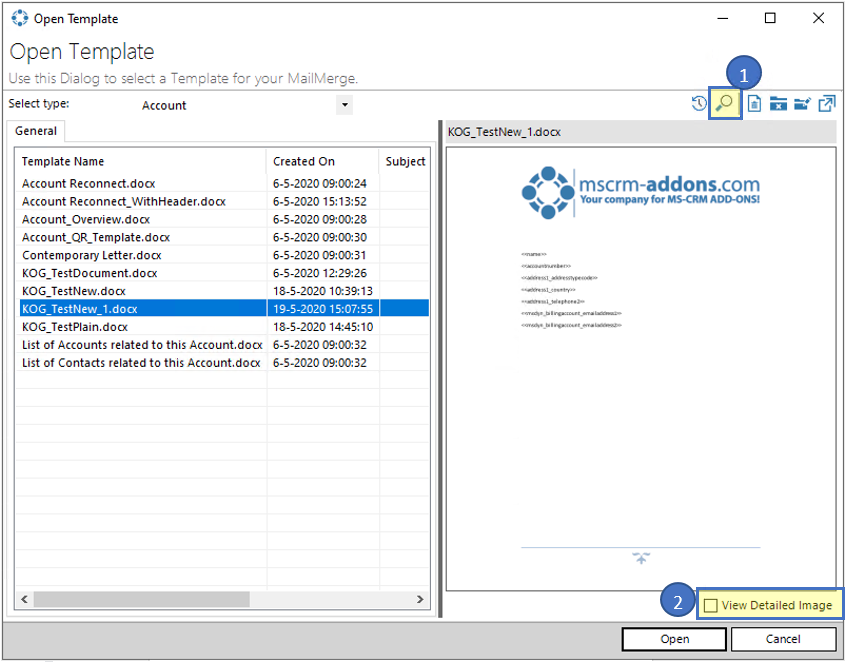 Template Preview (Dynamics 365)