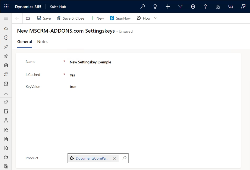 How to create a SettingsKey manually in MS Dynamics 365