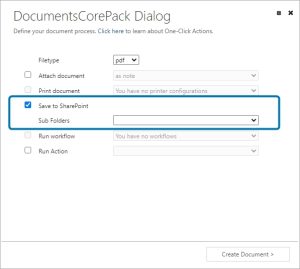 How to save a document to SharePoint with DocumentsCorePack