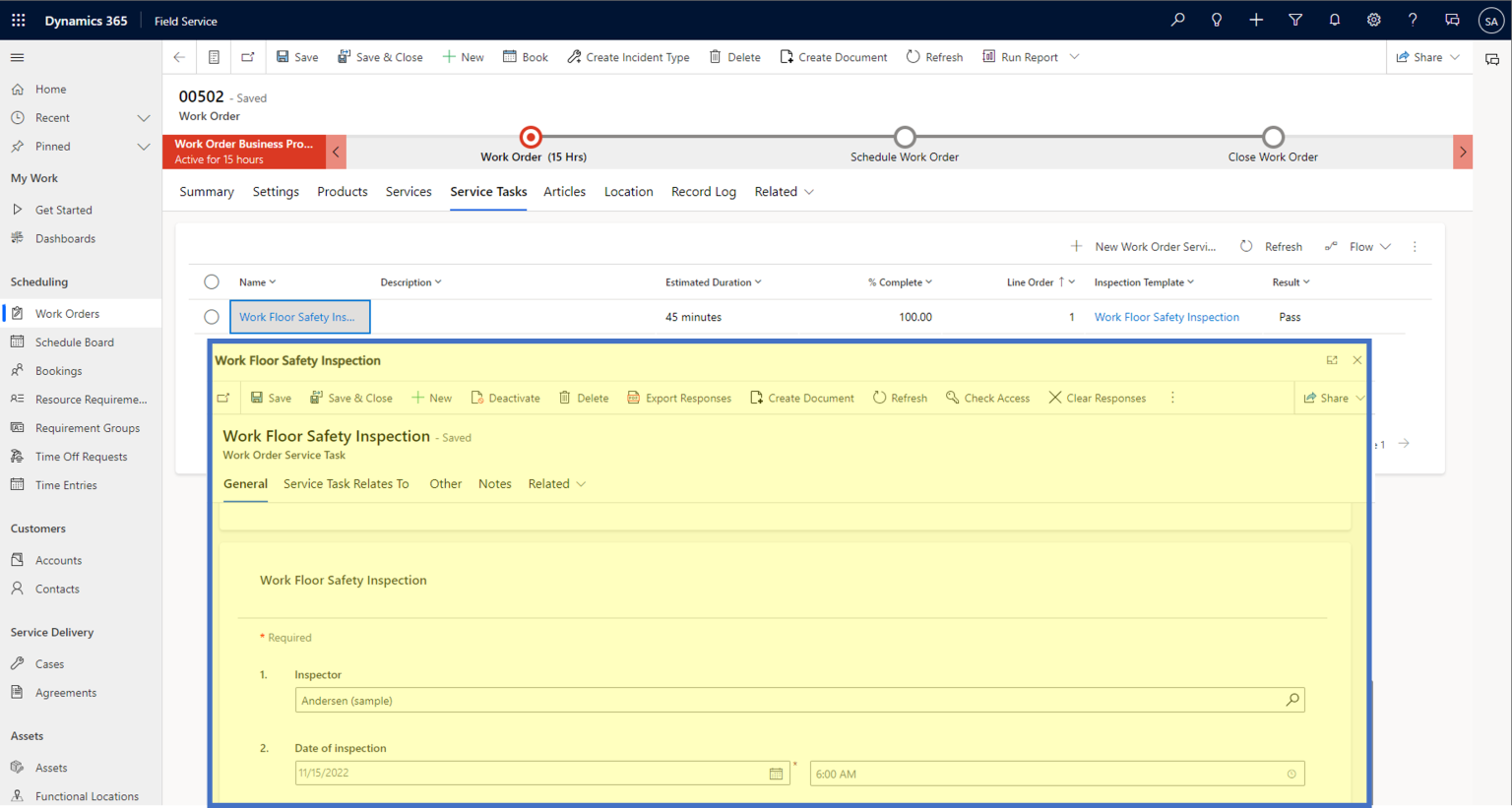 Working with Field Service Inspection responses