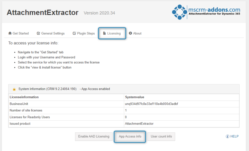Application Access for Dynamics 365 (App Access) - AttachmentExtractor