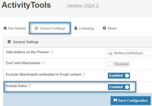 Notes in ActivityTools