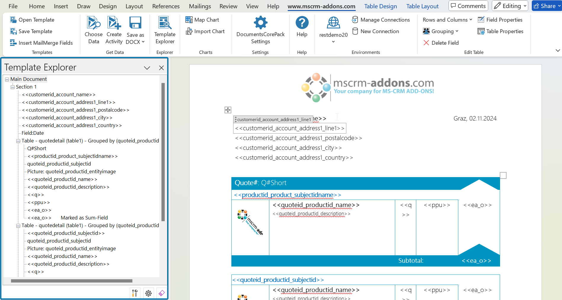 The DocumentsCorePack Template Explorer