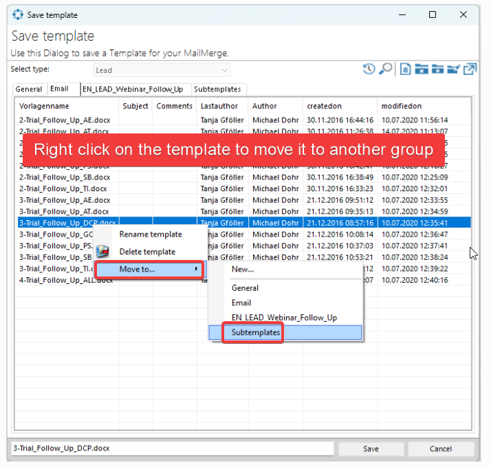 Template Management in DocumentsCorePack